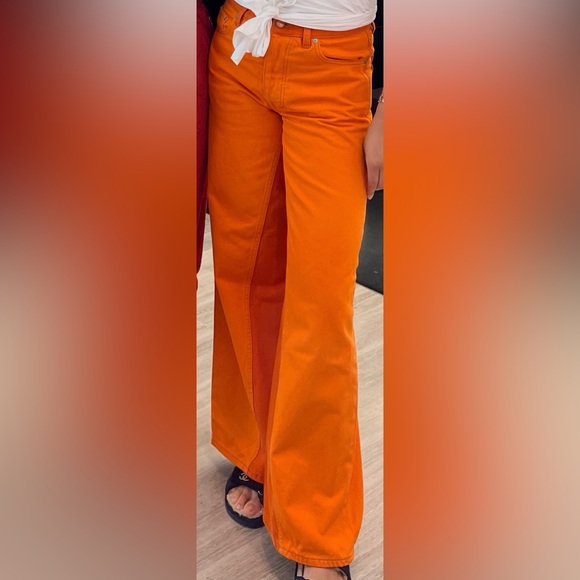 Ganni | Jeans | Ganni Vibrant Orange Wideleg Jeans | Poshmark